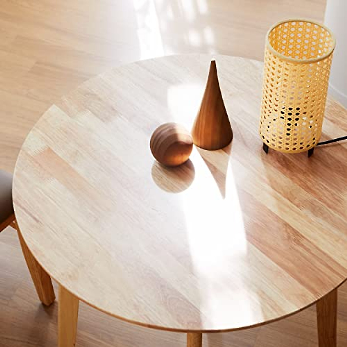 Livinia Canberra 27.6" Round Wooden Dining Table/Small Mid Century Modern Malaysian Oak Kitchen Table (Natural-Oak)