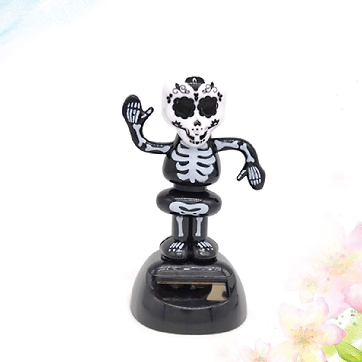 Amosfun 2pcs Halloween Solar Bobble Skeleton Shaking Head Dancing Toy Figurines Car Dash Board Decorations Halloween Party Favors Gifts