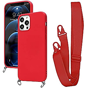 Yoedge Crossbody Case for Samsung Galaxy A72 (4G-5G) [ 6.7" ] with Adjustable Neck Cord Lanyard Strap - Soft Silicone Shockproof Protective Cover with Lovely Design Pattern - Red