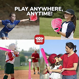 TOY Life Tball Set for Kids 3-5 T Ball Set Baseball Tee Toddler Girls T Ball Sets for Kids 5-8 Tball Bat Tee Ball Sets for Kids 3-5 Tball Set for Toddlers Outdoor Toddler Toys 6 T-Balls Glove