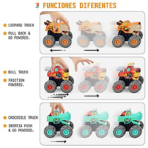 nicknack Baby Monster Trucks Toy for 1 2 3 Year Olds - Pull Back Cars Push and Go Friction Powered Toy Cars for Boys Trucks for Toddler Car Toy Vehicles