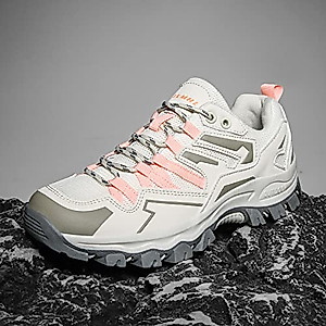 IWIHMIV Women's Outdoor Comfortable Non-Slip Hiking Shoes Running Shoes Lightweight Athletic Tennis Shoes（Pink,7.5