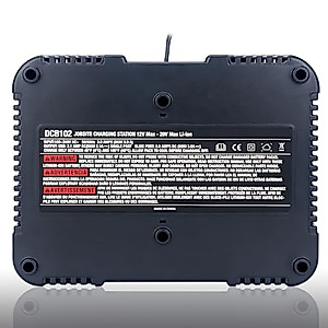 Elefly 20V Dual Charger DCB102 Replacement for De-Walt Charger Station DCB112 DCB115 DCB107 DCB104, Compatible with De-Walt 12V 20V Lithium Battery DCB206 DCB203 DCB204 DCB609 DCB120 DCB124