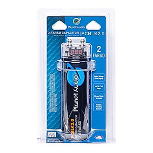Planet Audio PCBLK2.0 – 2 Farad Car Capacitor For Energy Storage To Enhance Bass Demand From Audio System