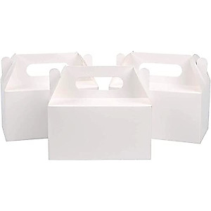 LOKQING 7x3.85x3.85 Inches Party Favor Boxes White Treat Boxes Gable Boxes Paper Gift Boxes for Baby Showers Birthday Party Wedding(25 Pack)