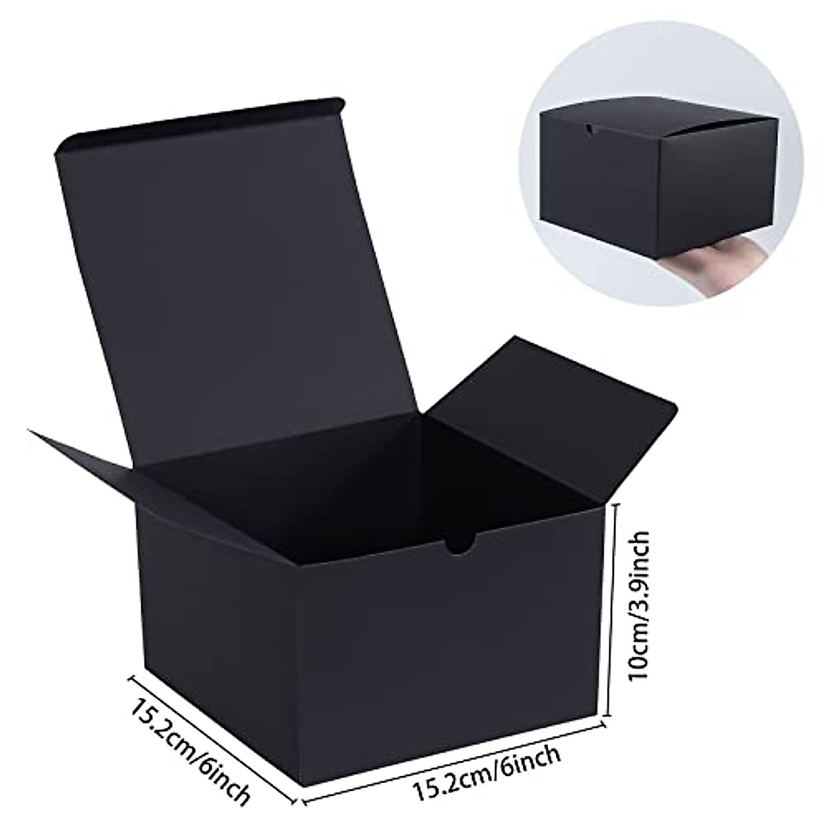 NIGNYA Black Gift Boxes, 20 pcs Large Gift Boxes with Lids Bridesmaid Proposal Box Weddings Party for Presents, 6x6x4 inch, Easy Assemble