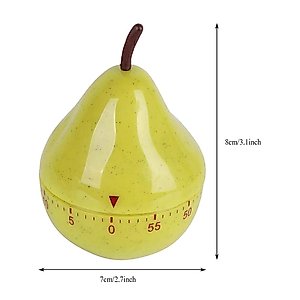 Cartoon Timer, Pear Shaped Kitchen Timer, Mini Cute 60mins Mechanical Manual Kitchen Timer Cooking Timer, Countdown Timer