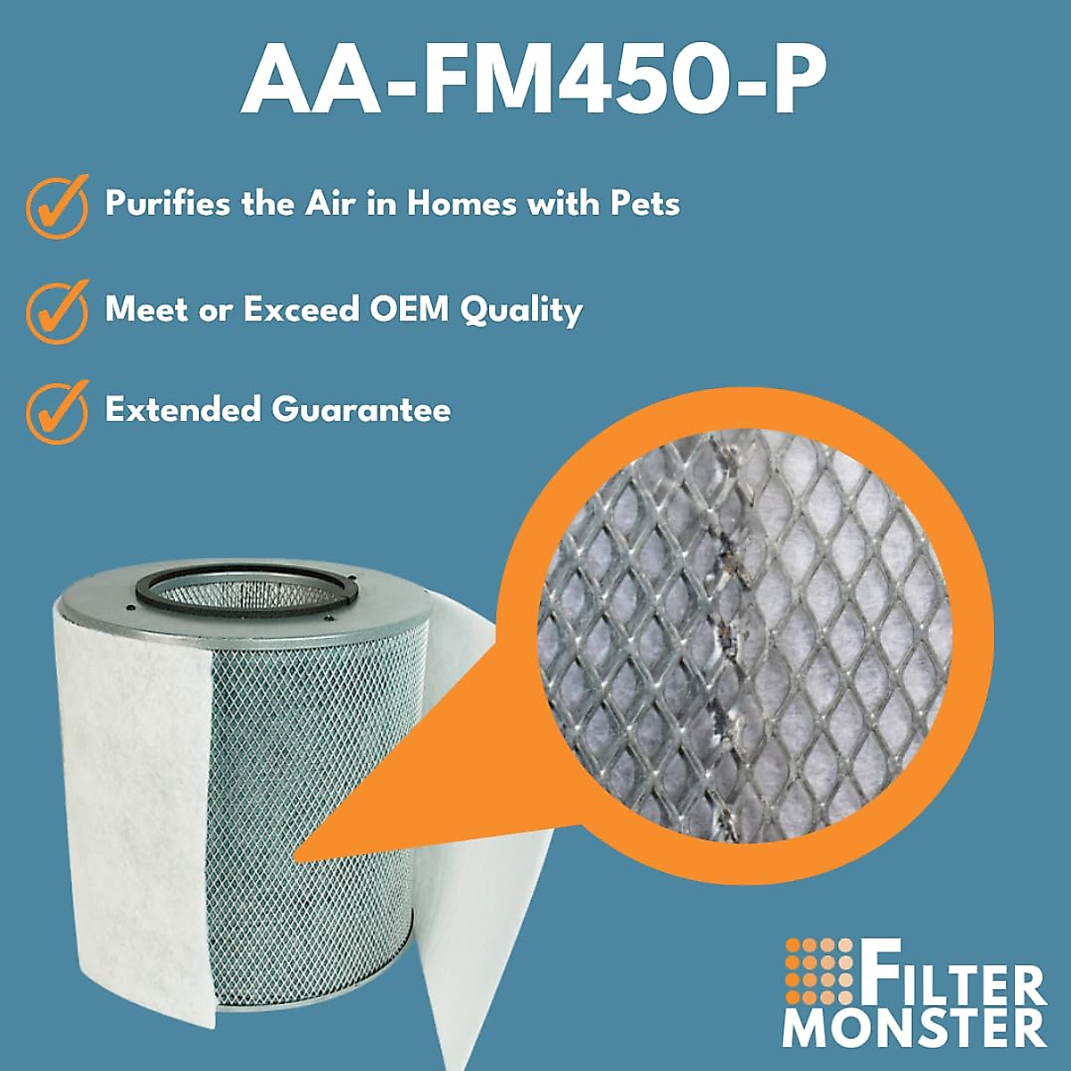 Filter-Monster Replacement Filter Compatible With Austin Air Pet Machine (HM410) with Pre-Filter