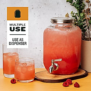 County Line Kitchen - Cold Brew Mason Jar Coffee Maker, Durable Glass, Heavy Duty Stainless Steel Filter, Lid, and Pour Spout - 4 Quart, (128 oz / 1 Gallon)