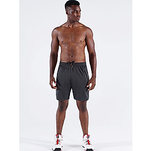 NELEUS Men's Basketball Shorts 7" Workout Running Shorts,6083,3 Pack,Black/Grey/Navy Blue,L