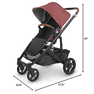 UPPAbaby Cruz V2 Stroller/Full-Featured Stroller with Travel System Capabilities/Toddler Seat, Bumper Bar, Bug Shield, Rain Shield Included/Lucy (Rosewood Mélange/Carbon Frame/Saddle Leather)