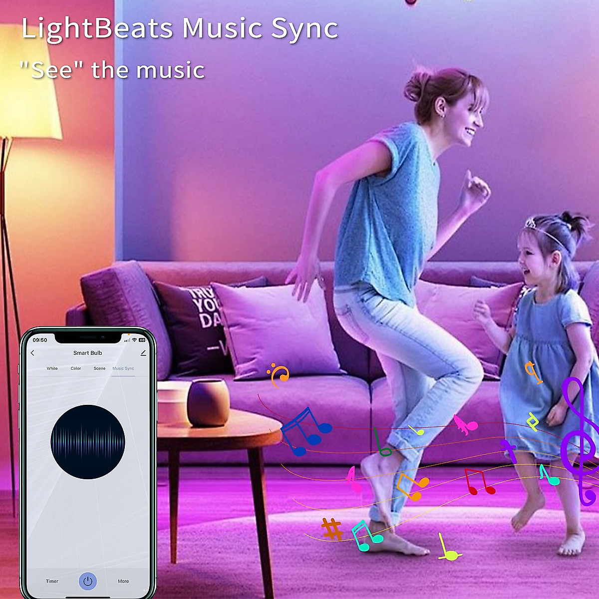 Smart Light Bulbs E12 RGB+CCT Led WiFi+Bluetooth Smart Bulbs 300lm 40W Equivalent Multicolor and Dimmable, Halloween light bulbs Work with Alexa Google Smart Things WiFi(2.4GHz) No Hub Required 5Pack