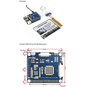 waveshare 6inch E-Ink Display HAT Compatible with Raspberry Pi 4B/3B+/3B/2B/B+/A+/Zero/Zero W/WH/Zero 2W Series Boards 1448×1072 High Definition Black/White 16 Gray Scale Supports Partial Refresh