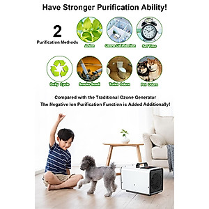 Tesiplz Ozone Anion Generator,15,000mg/h Digital Touch Controlled 3 Modes Odor Removal Machine for Home Car Smoke and Pet Room,O3 Ionizer Air Purifier Eliminating Area up to 2500 Square Feet