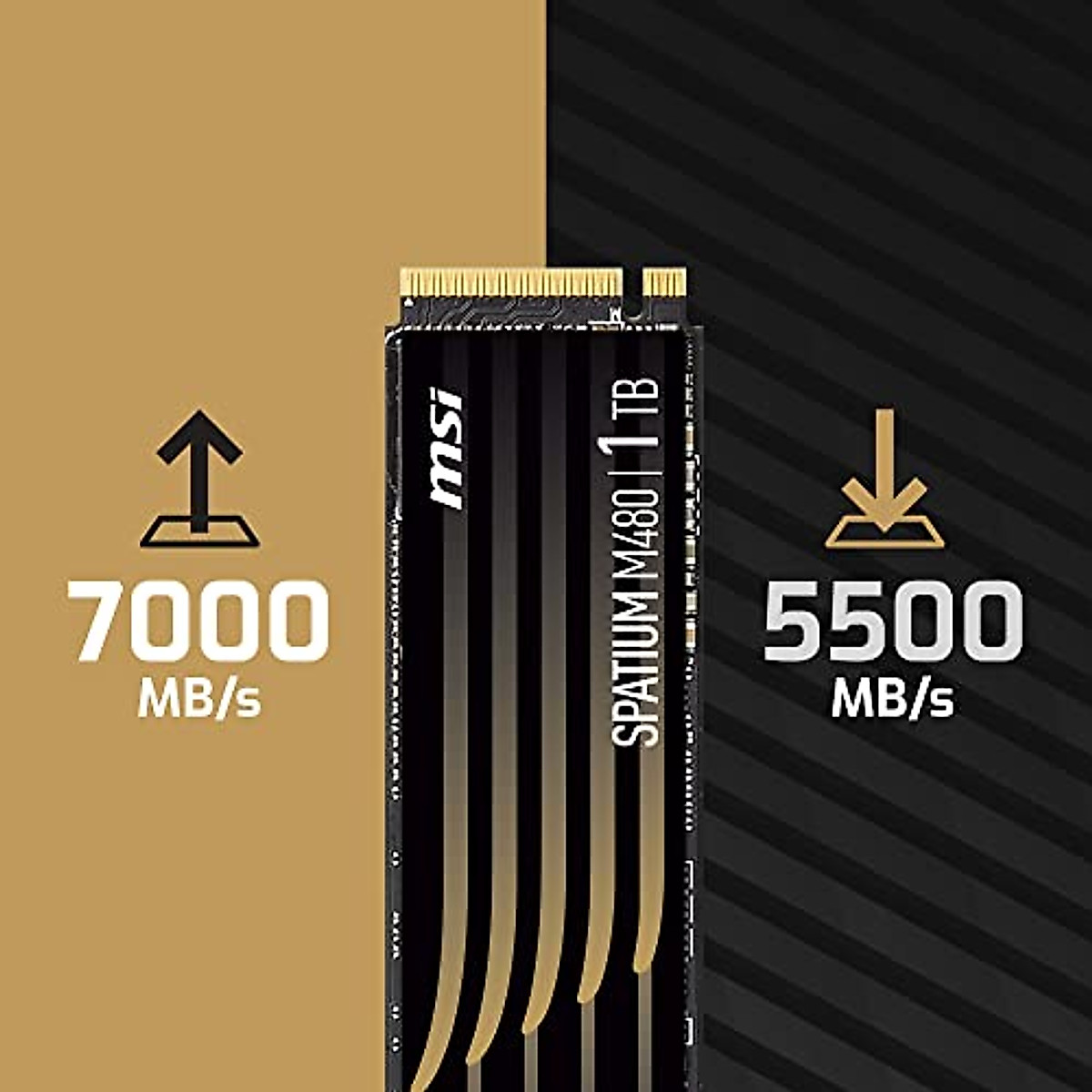 MSI SPATIUM M480 PCIe 4.0 NVMe M.2 1TB Internal SSD PCIe Gen4 NVMe 1.4 3D NAND 1400 TBW (SPATIUM M480 PCIe 4.0 NVMe M.2 1TB)
