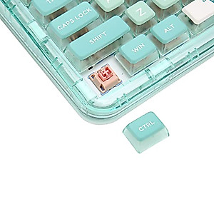 Acogedor Bluetooth / 2.4Ghz Wireless/Type - C Wired Mechanical Gaming Keyboard, RGB Hot - Swappable, Gasket Structure, 80 Keys, Transparent Case, 2 Layers Keycaps (Green)