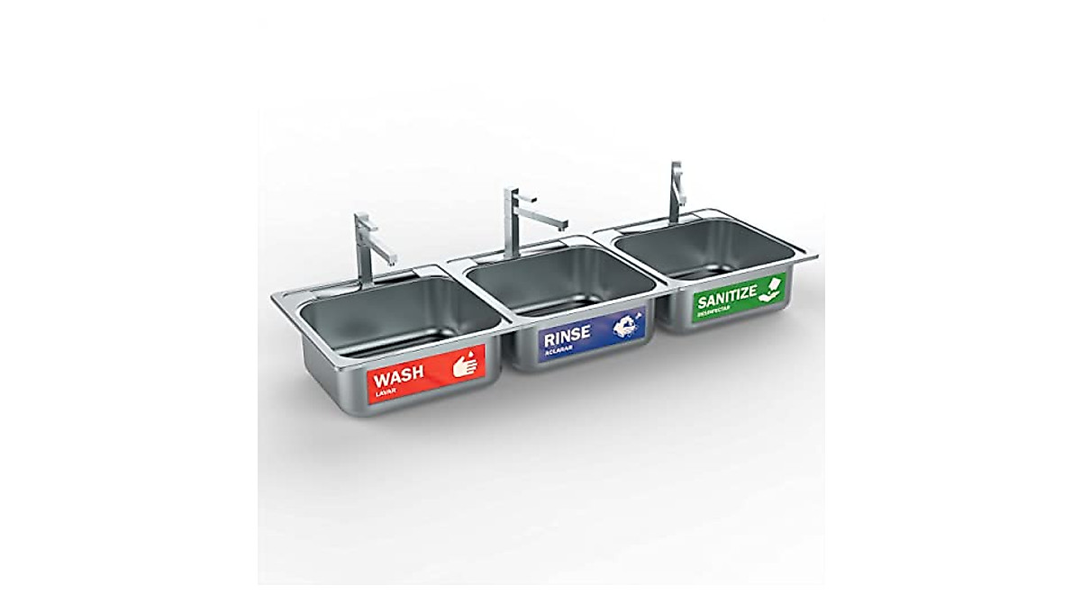 Wash Rinse Sanitize Sink Labels for Food Safety