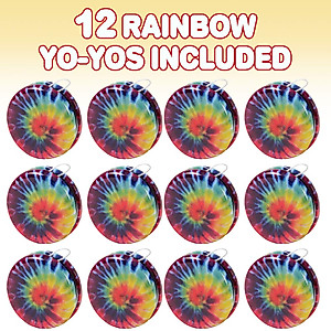 ArtCreativity Rainbow Yoyos for Kids, Pack of 12, Metal Yo-Yo Toys with Colorful Designs, Birthday Party Favors, Goodie Bag Fillers, Holiday Stocking Stuffers, Classroom Prizes