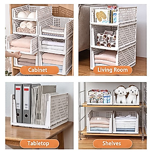 ASHILY Foldable Stackable Wardrobe Storage Shelf Box Containers, Multifunctional Drawer Organizer with Sliding Rails, Folding Clothes Baskets for Closet, Under Sink, Tabletop(S-13.39x17.13x5.12 in)