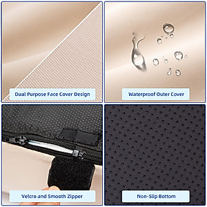 pettycare Orthopedic Dog Bed for Large Dogs Waterproof Pet Bed Soft Sofa with Two Fabrics Washable Removable Cover Egg Foam Support Anti-Slip Bottom Extra Head and Neck Support Sleeper,XL Beige