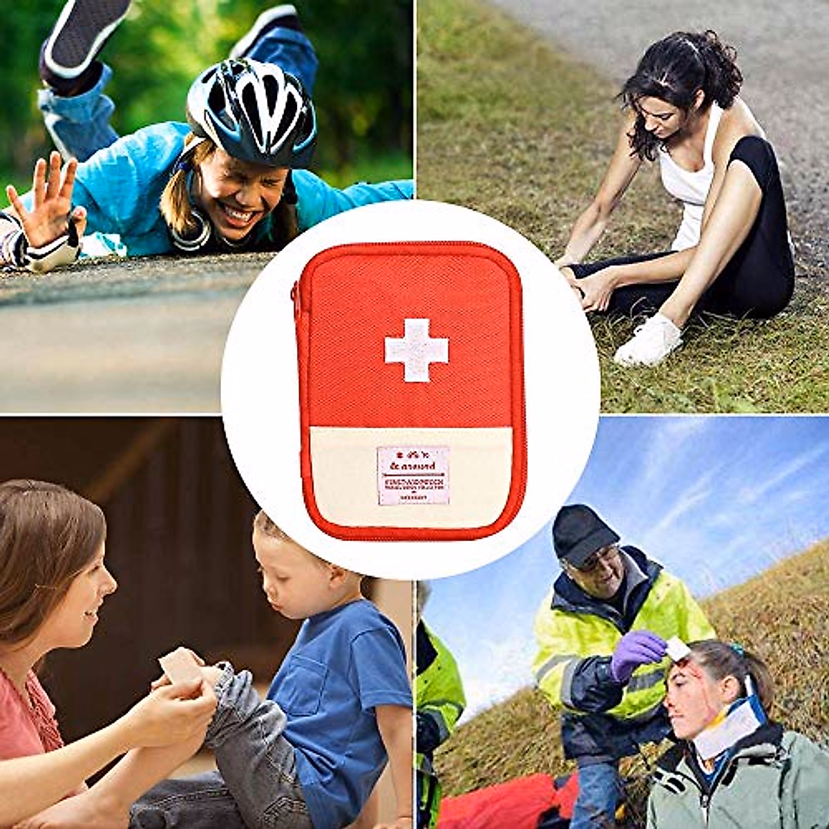 JIAKAI 2 Packs First Aid Bag,Empty First Aid Pouch,Mini Portable Medical Bag for Outdoor Camping Hiking Travel Emergency，Multifunction Emergency Medicine Storage Bag-7x5 inch
