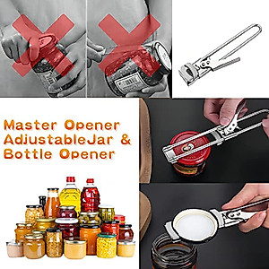 Master Opener Adjustable Jar & Bottle Opener, Adjustable Multifunctional Bottle Opener, Jar Gripper Tight Lid Opener, Kitchen Gadgets, Easy Jar Opener for the Elderly and Children
