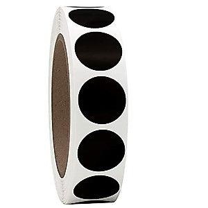 1" Solid Black Round Color Coding Circle Dot Labels on a Roll, 1000 Stickers, 1 inch Diameter.
