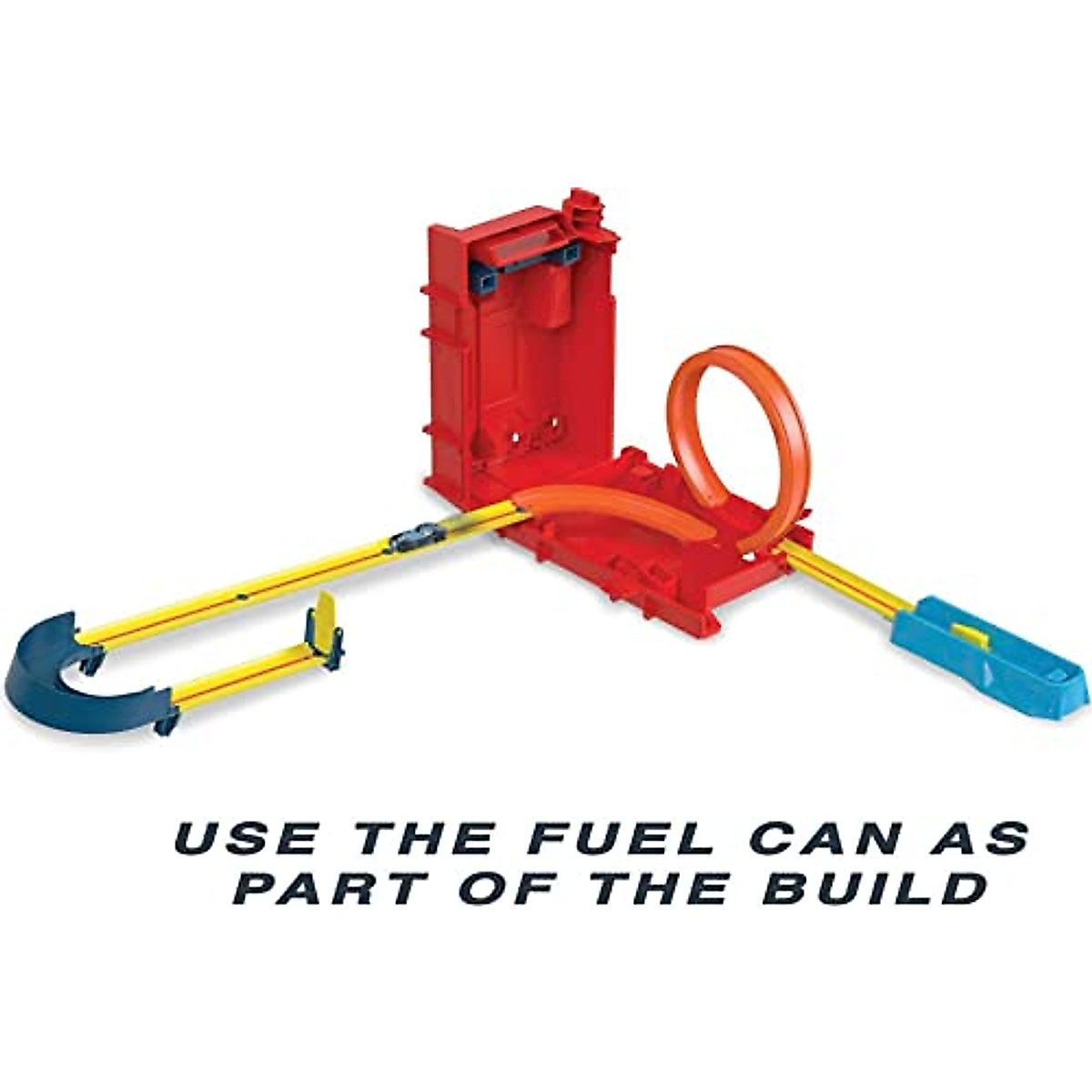 Hot Wheels Track Builder Unlimited Playset Fuel Can Stunt Box, 14 Component Parts & 1:64 Scale Toy Car