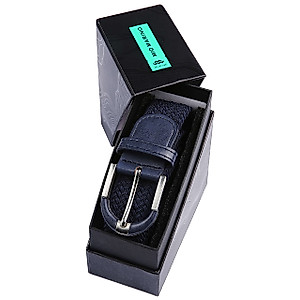 Marino Golf Belts for Men - Braided Woven Stretch Belts comes with a Gift Box - Navy - Small (32-36")