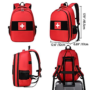 Gatycallaty First Aid Backpack Emergency Medicine Bag Empty Survival Trauma Bags First Responder for Outdoor Travel Office (Medical Red)