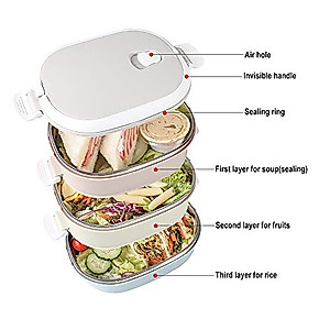 Unichart Stainless Steel Square Lunch Box with Container Bag, Spoon and Fork, Perfect for Salads Sandwiches, Snacks(3-Tier)
