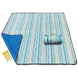KuoSEN Picnic Blanket Beach Blanket Sandproof Waterproof 79''x79'' 3 Layers, Sandproof Beach Blanket, Picnic Blanket Waterproof Large Picnic Blanket Oversized Without Spikes (Bohemia)