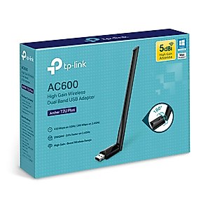 TP-Link Archer T2U Plus AC600 High Gain Dualband USB WLAN Adapter with 5dBi Antenna (up to 433 Mbit/s to 5GHz and 200 Mbit/s to 2.4GHz, Compatible with Windows 10/8.1/8/7 / XP and Mac OS X)