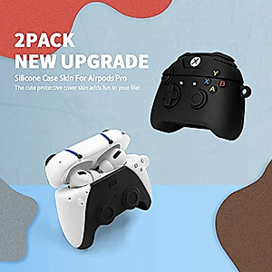 [2Pack] Game Controller Airpods Pro Case, 3D Cute Fashion Cool Design Airpods Pro Cover, Unique Stylish Funny Protective Skin Accessories Airpod Pro Silicone Case for Boys Girls Men