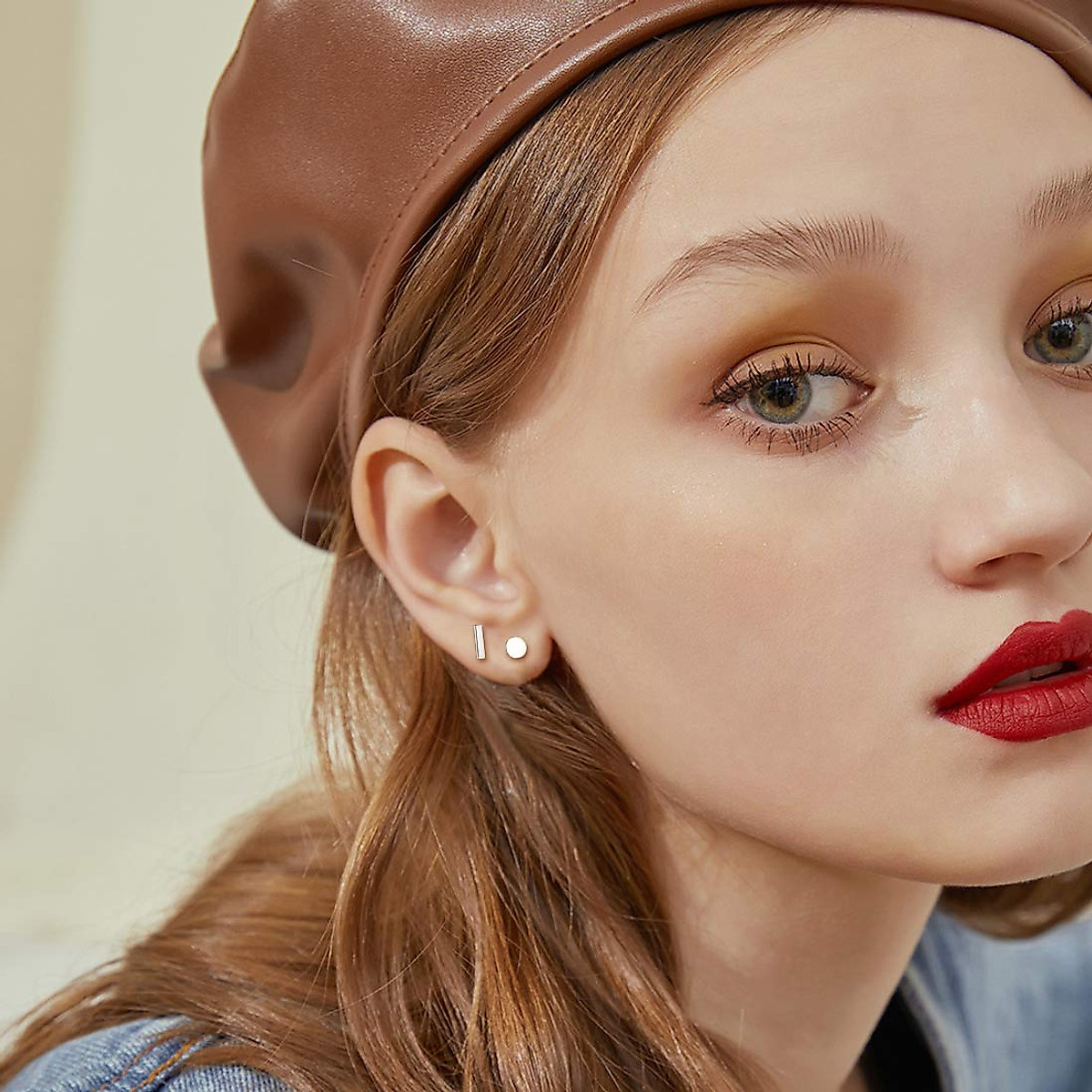 ChicSilver Minimalist Bar Earrings for Women Hypoallergenic 925 Sterling Silver Simple Small Geometric Stud Earrings for Sensitive Ears Valentines Day Gifts for Mothers Day