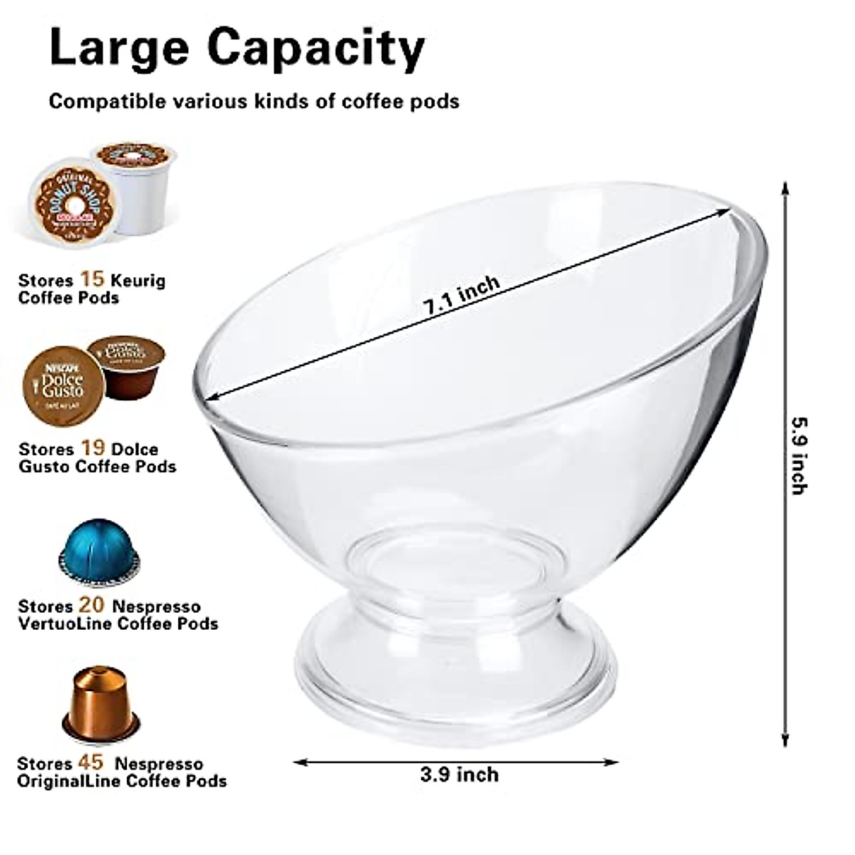 MOLFUJ Coffee Pod Holder, Clear K Cup Holder Plastic, Espresso Coffee Pod Holders for Counter Small, Coffee Pod Storage for K Cups, Capsule Organizer Creamer Holder for Coffee Bar