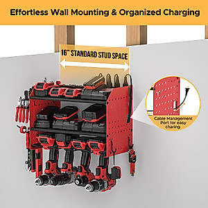 CRST Power Tool Organizer & 8-Outlet Power Strip Bundle, Cordless Drill Holder with Charging Station for Garage & Workshop