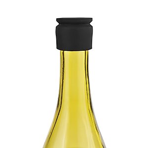 True TrueCap Bottle Stopper, Wine Preservation, Wine Bottle Stopper, Silicone Bottle Cover, Wine Gadgets Accessories, Set of 1, Black