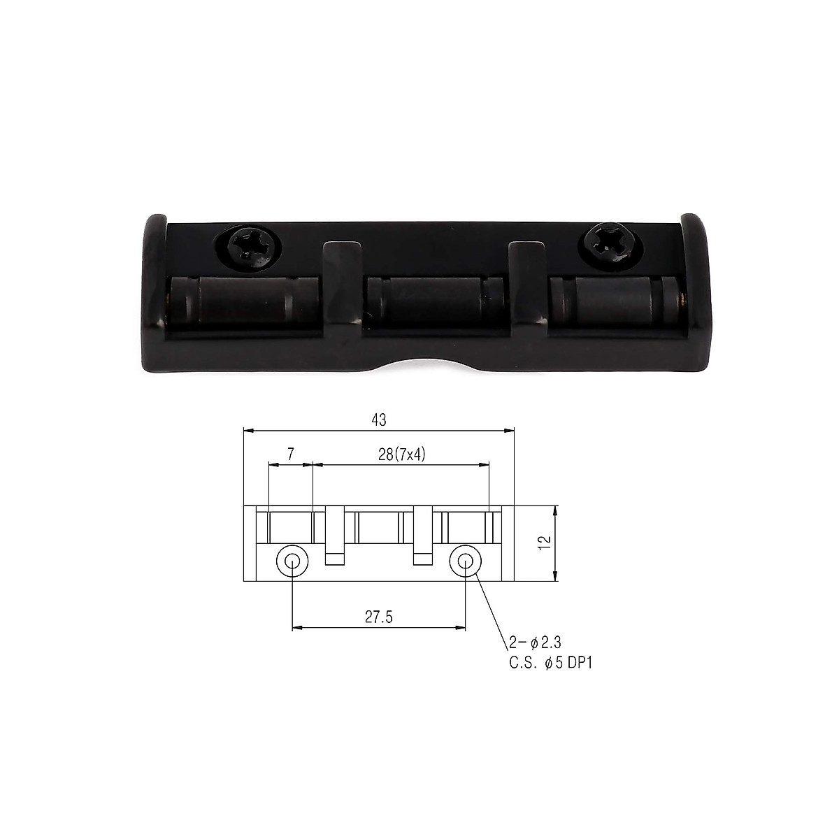 Holmer 6 String Metal Guitar Roller Nut 3 Saddles with Screws Compatible with Strat or Tele Electric Guitar Black.