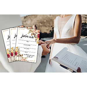 Wedding Reception Invitation, Burgundy Blush Floral Bridal Shower Fill-in Invites Cards, Beautiful and Minimalist Wedding Planning Supplies,07(25 Pack)