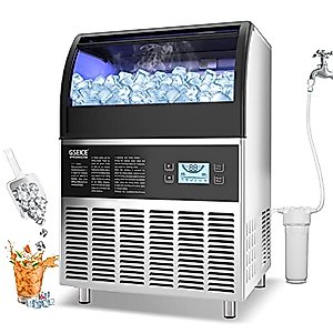 GSEICE Commercial Ice Maker Machine,440lbs/24H with 80lbs Ice Storage Capacity, 24” Air Cooled Freestanding Ice Machine, Automatic Operation Self Clean Ice Cube Maker for Home Office Bar Restaurant