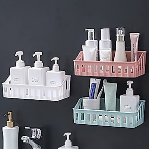 Wall Mounted Adhesive Storage Rack Corner Shower Shelf Hanging Hollow Holder for Bathroom Toilet Shampoo storage rack for bathroom