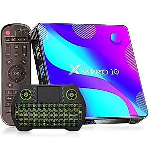 EASYTONE 2023 Android TV Box 11.0, Smart TV Box 2GB RAM 16GB ROM RK3318 Quad Core Supports 2.4G+5G WiFi Ethernet 100M BT4.0 3D 4K HD Output Smart TV Box Android with Mini Wireless Backlit Keyboard