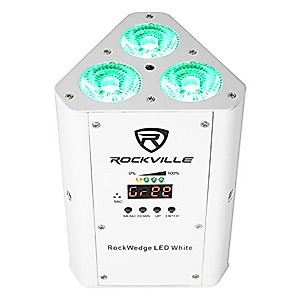 Rockville RGBWA+UV Rechargeable Wireless Wash DJ Up-Light in White (RockWedge LED