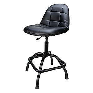 Performance Tool W85031 Pneumatic High Back Adjustable Swivel Bar Stool with Back Support for Home, Bar, and Shop, Black, 26-32 inches High