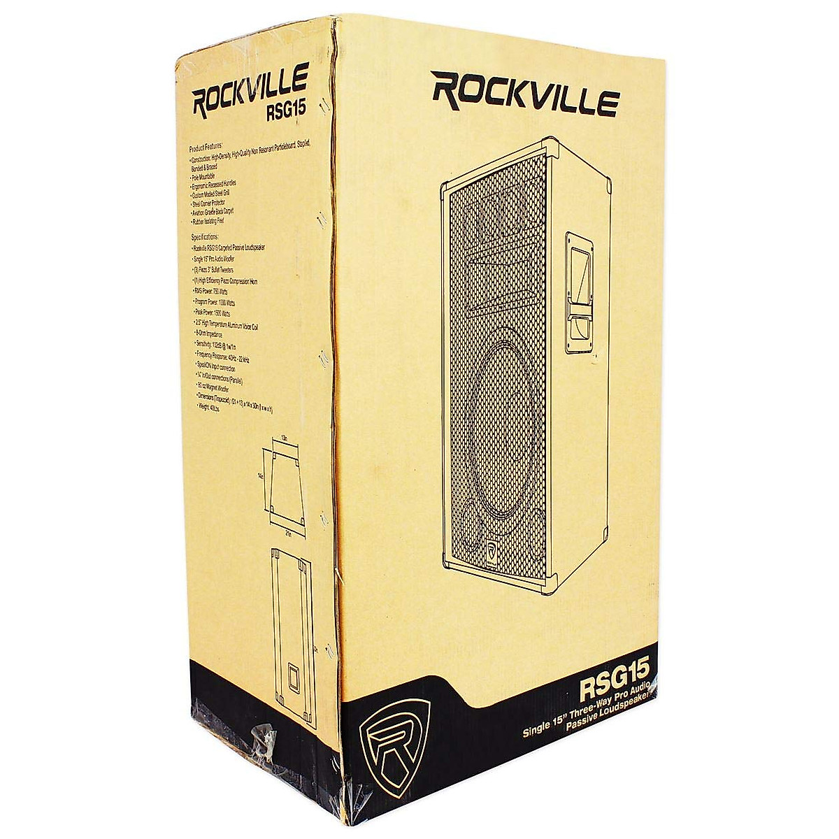 (2) Rockville RSG15 15 3-Way 1500 Watt 8-Ohm DJ PA Speaker +Stands +Cables