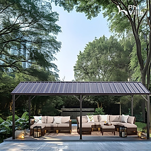 PHI VILLA 10 x 20 ft Carport Metal Carports with Galvanized Steel Roof, Sturdy Heavy Duty Metal Carport for Cars, Boats, and Tractors