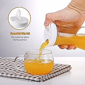 MOLADRI Glass Carafe with Lid, 1 Liter/34oz Juice Jugs for Mimosa Bar, Brunch, Party, Drink, Water, Wine, Ice Tea Pitcher, Beverage Jars for Fridge, Milk Containers for Refrigerator, Set of 3