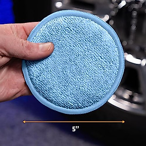 VIKING Microfiber Car Wax Applicator and Cleaning Pads with Finger Pockets - 5 in. Diameter, Blue, 8 Pack