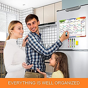 Magnetic Calendar for Fridge 17 x 12 Inches Fridge Calendar Dry Erase Magnetic Monthly Magnetic Calendar with 5 Colored Fine-Tip Markers and Eraser